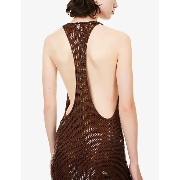 SELF-PORTRAIT Racer-back Embellished Maxi Dress