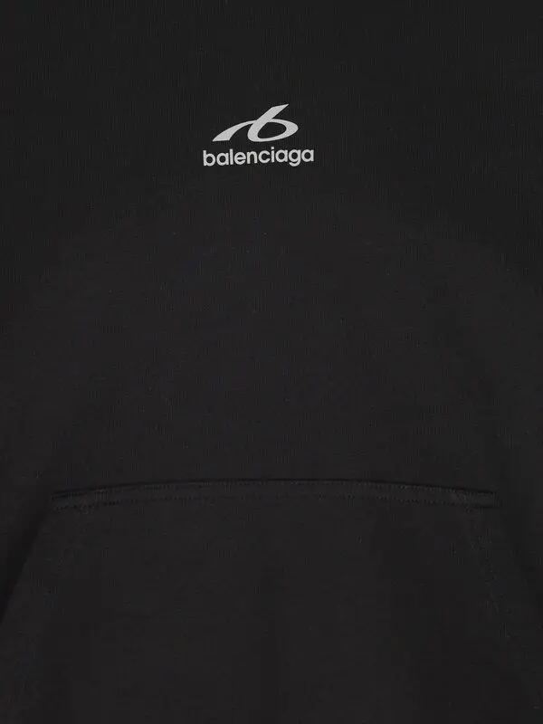 Balenciaga Medium Fit Hoodie With Printed Artwork - Black