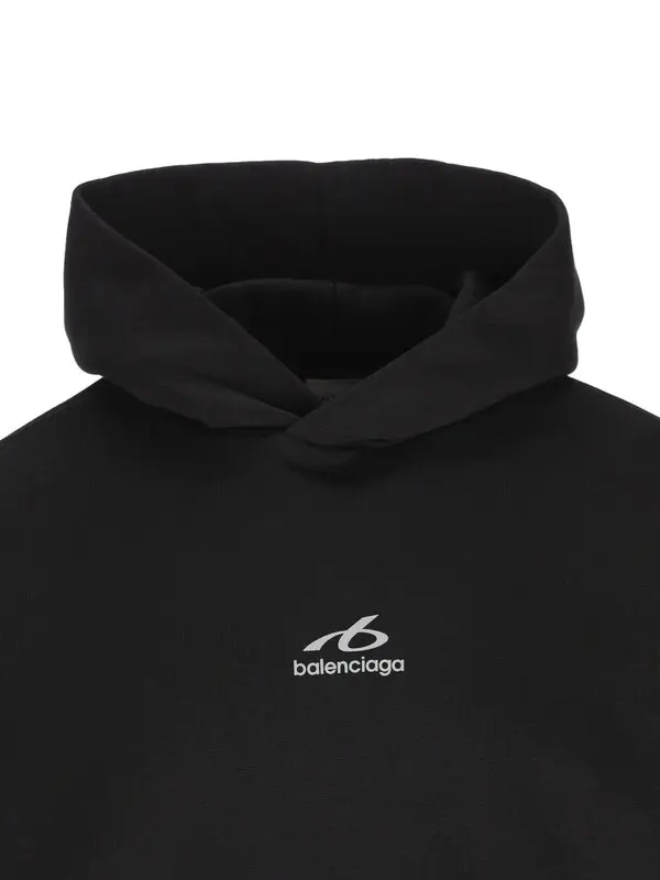 Balenciaga Medium Fit Hoodie With Printed Artwork - Black
