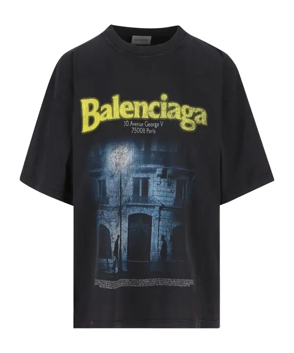 Balenciaga Graphic Printed Oversized T-shirt - Black