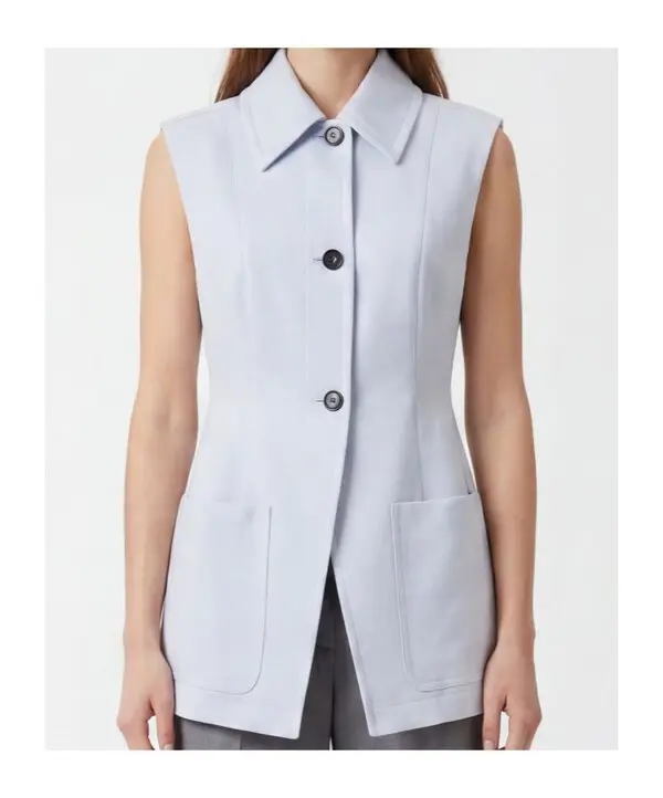 Sportmax Gabarra Sleeveless Gabardine Blazer