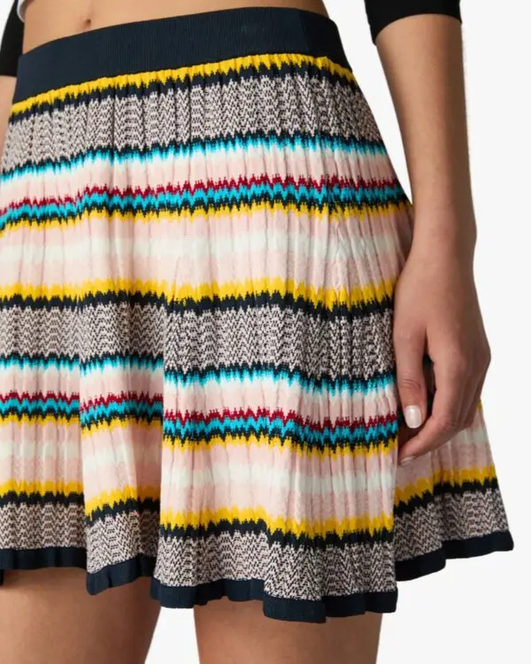 Casablanca Chevron Knit Pleated Midi Skirt