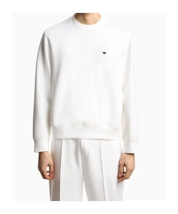 Emporio Armani Crew Neck Sweatshirt With Micro-eagle Embroidery