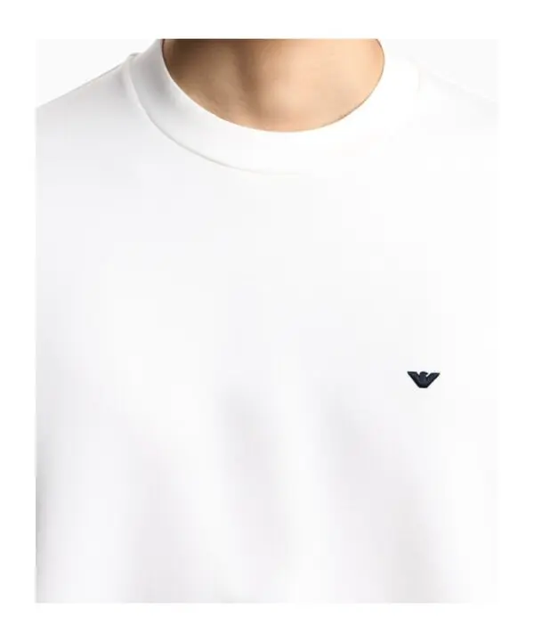 Emporio Armani Crew Neck Sweatshirt With Micro-eagle Embroidery