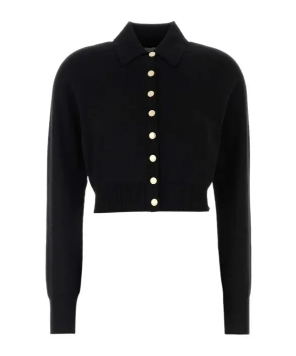 Sportmax Collared Long-sleeved Knit Sweater - Black