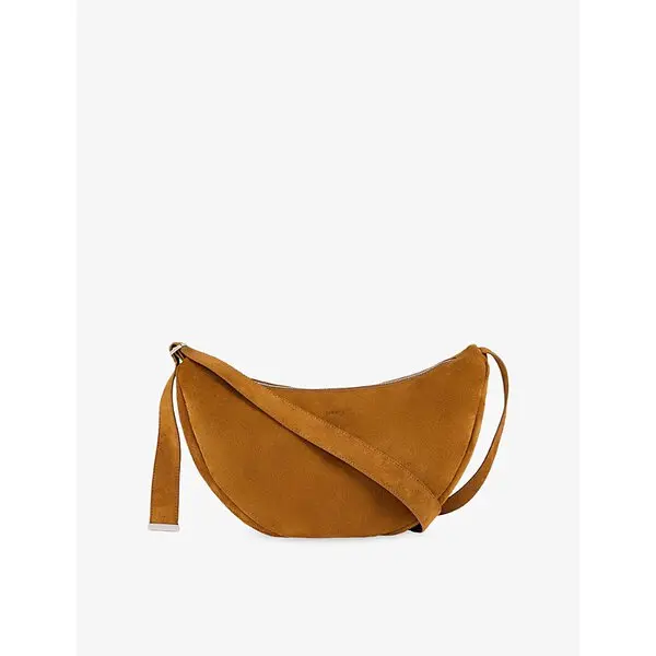 Sandro Logo Small Suede Hobo Bag - Cognac