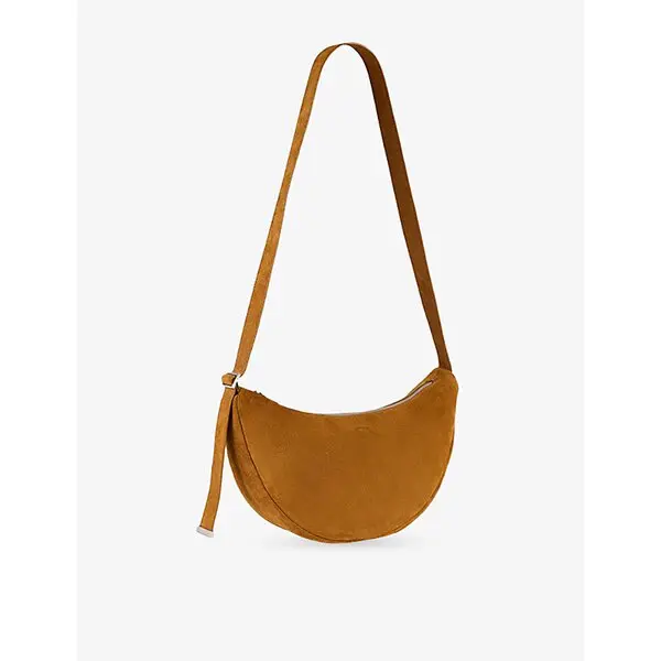Sandro Logo Debossed Suede Hobo Bag