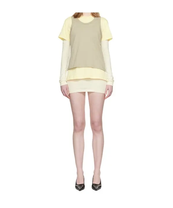 Wardrobe.NYC Colour-block Layered Mini Dress - Nude