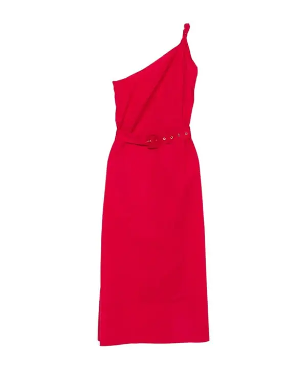 TWINSET One-shoulder Belted Midi Dress - Red