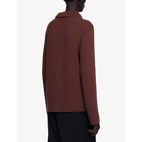 Sandro Collared Waffle-knit Cashmere-blend Shirt