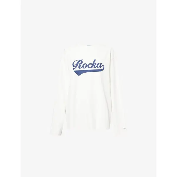 RU & ROCKA Brand-logo Long-sleeves Cotton-jersey T-shirt - White