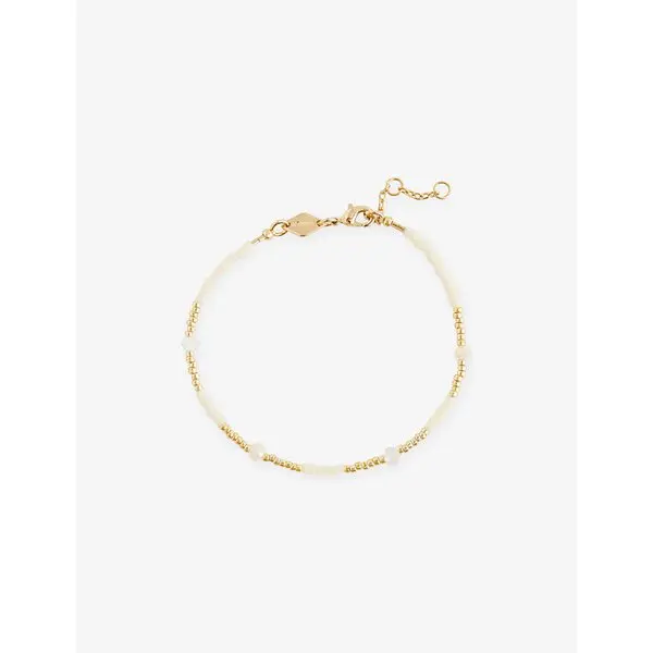 Anni Lu Clemence 18ct Gold-plated Brass And Glass Bead Bracelet - Ecru