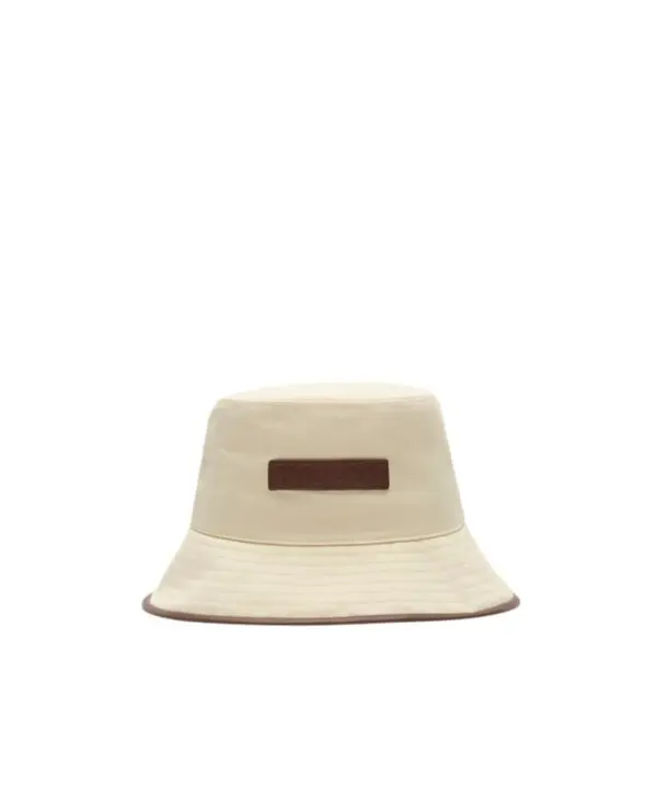 Burberry Logo Gabardine Bucket Hat - Printed Beige