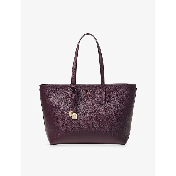ASPINAL OF LONDON Zipped East West Leather Tote Bag - Fig