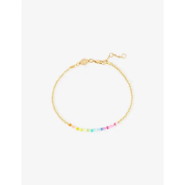 Anni Lu En Rainbow 18ct -plated Brass And Glass Bead Bracelet - Gold