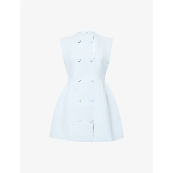 Oddmuse Double-breasted Sleeveless Woven Mini Dress - Powder Blue