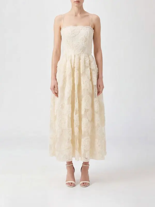 ROTATE BY BIRGER CHRISTENSEN Floral Mesh Midi Dress