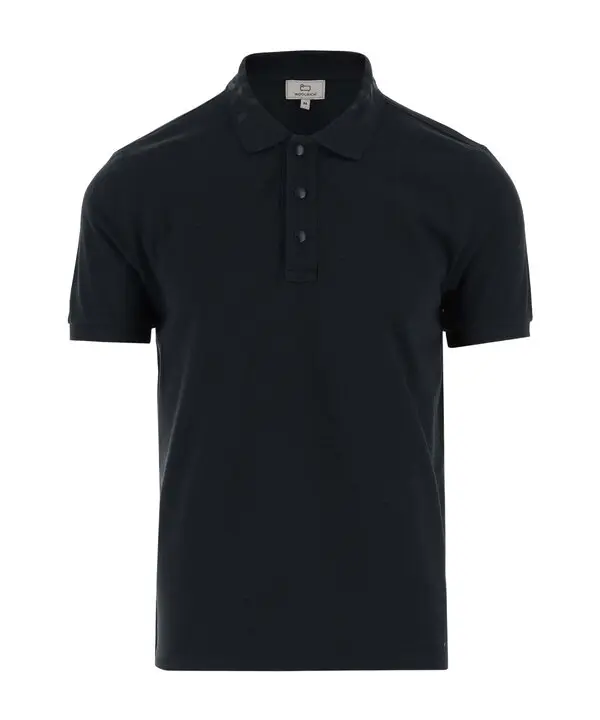 Woolrich Logo Printed Straight Hem Polo Shirt - Black