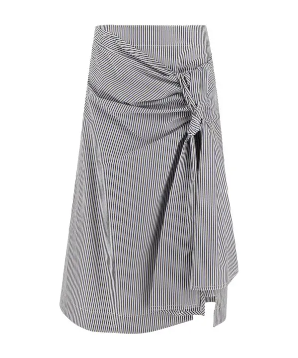 Bottega Veneta Striped Midi Skirt - Gray
