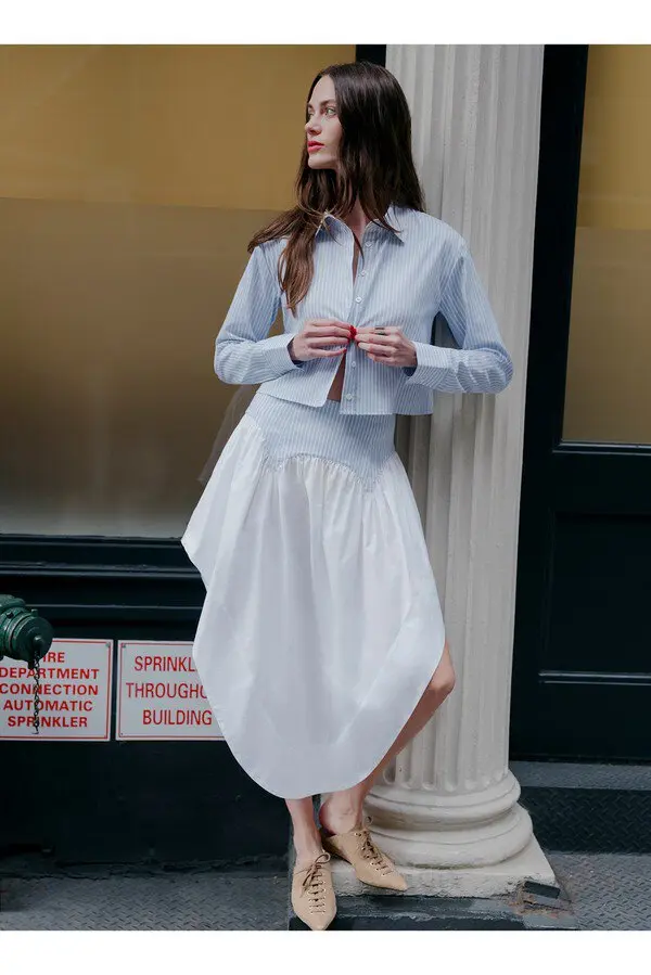 FLEUR DU MAL Poplin Garter Skirt