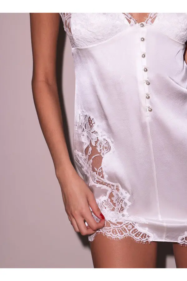 FLEUR DU MAL Mia Silk Mini Slip - Neutral