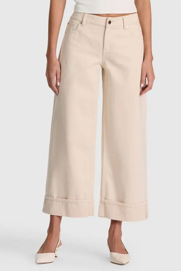 Alice + Olivia Clayton Cuffed Jean - Neutral