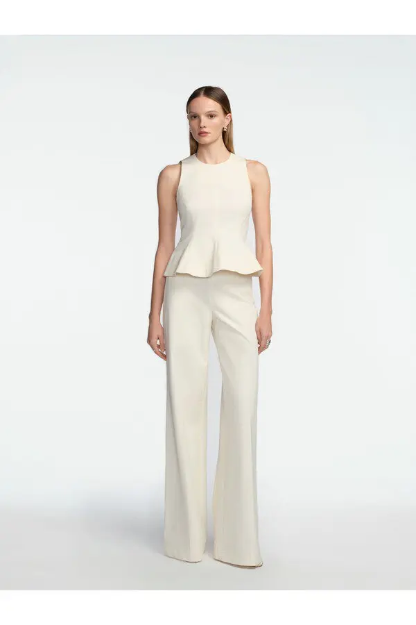 Lela Rose Stretch Cotton Pant - White