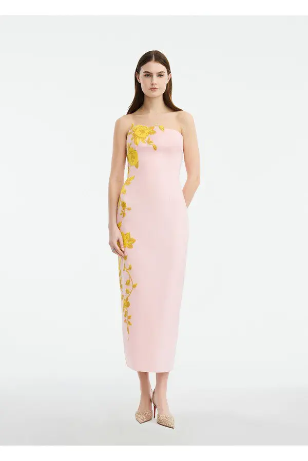 Lela Rose Rose Fil Coupe Strapless Dress - Red
