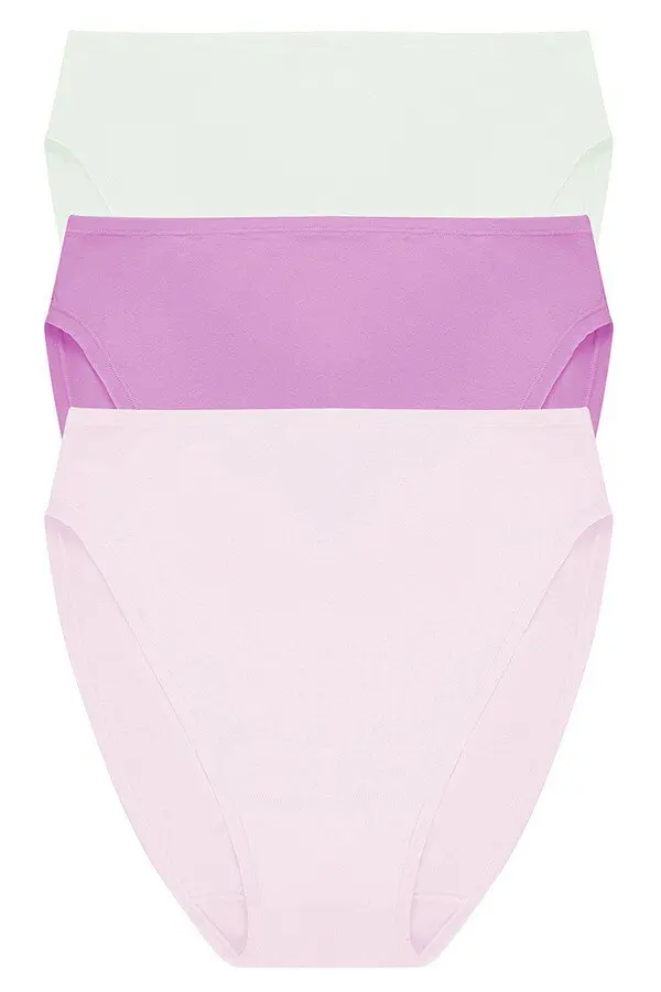 Natori Bliss Bare Cotton High Cut Brief 3-pack - Red