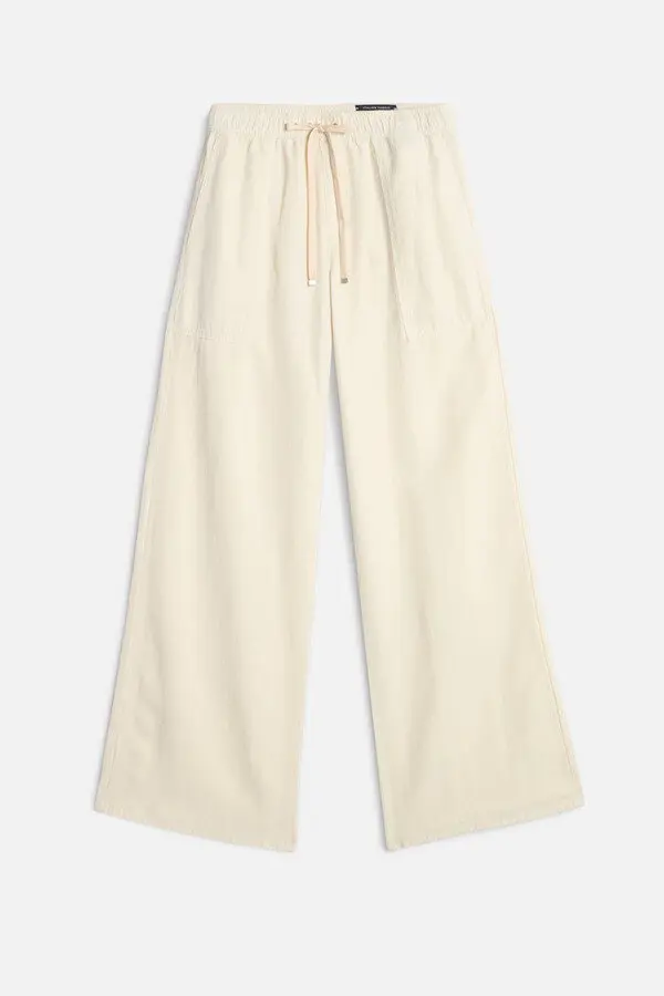 7 For All Mankind Utility Pull On Wide Leg In Lyocell Linen Ecru - Neutral / White