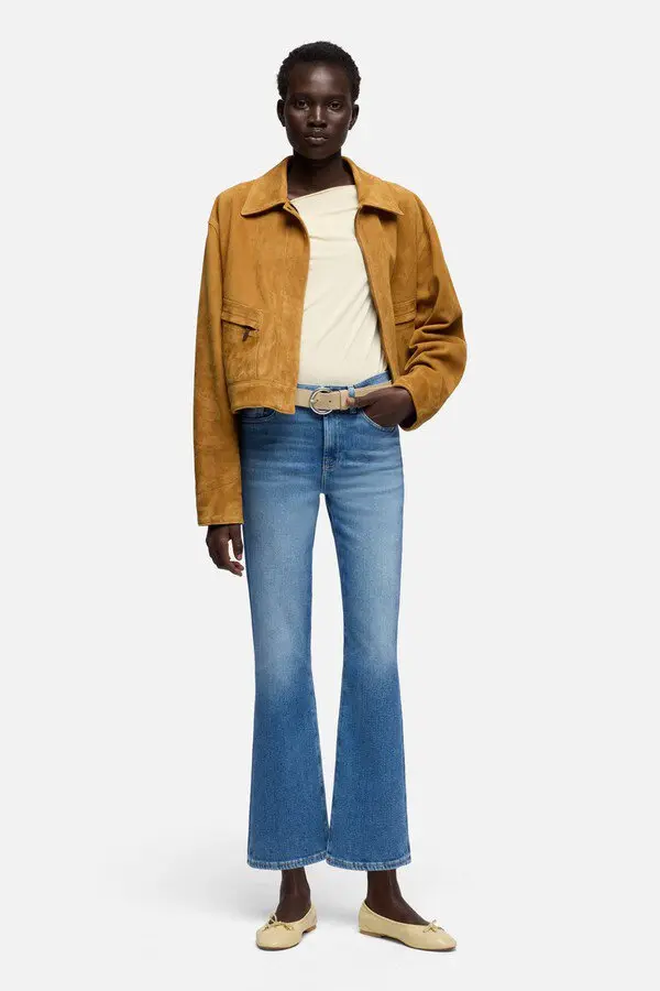 7 For All Mankind Cropped Bootcut Jeans In Slim Illusion Coastline Wash