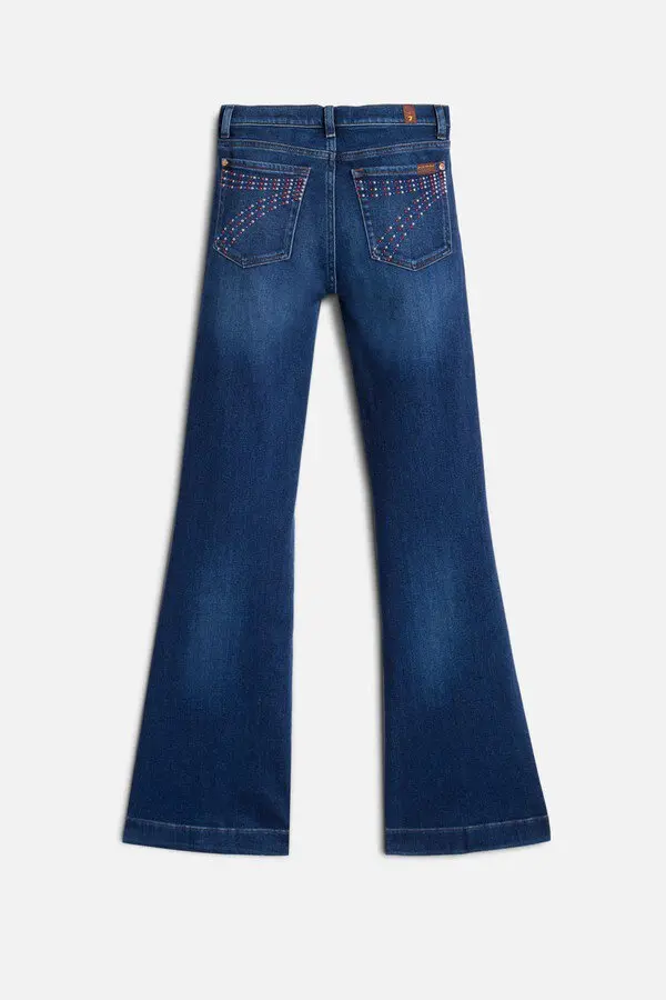 7 For All Mankind Embellished Dojo Slim Illusion Current Jeans - Denim