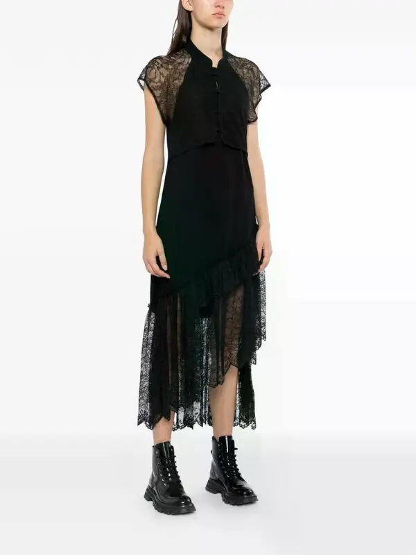 LIMI FEU Ruffled Lace-panelled Dress