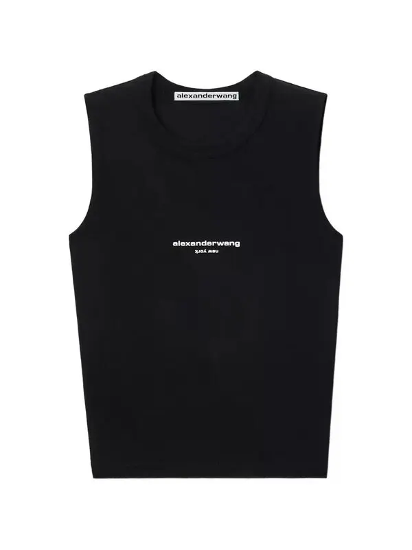 Alexander Wang Logo Print Fitted Tank Top - Black