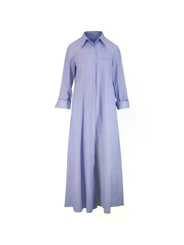 TWP Striped Cotton Poplin Shirt Dress - Blue