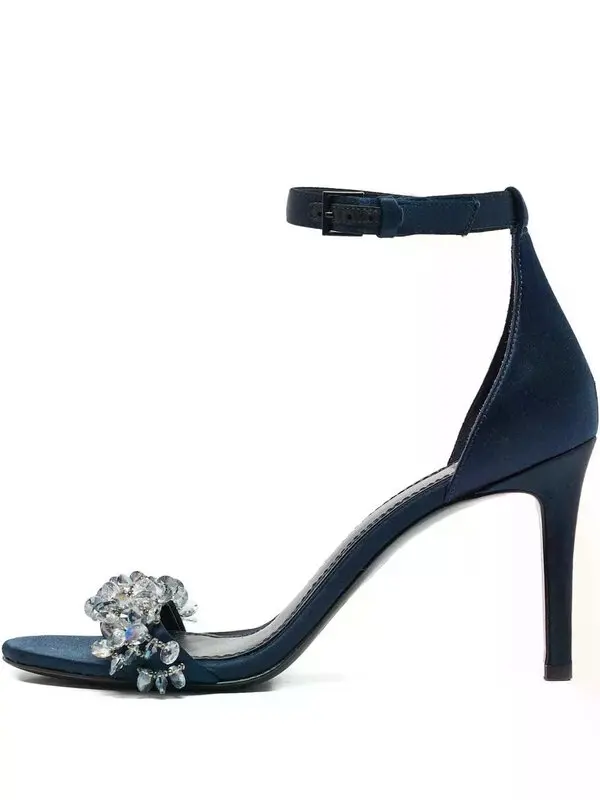 Tory Burch 110mm Satin Crystal Embellishment Sandals - Blue