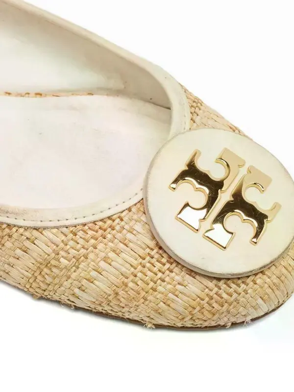 Tory Burch Raffia Leather Ballet Flats