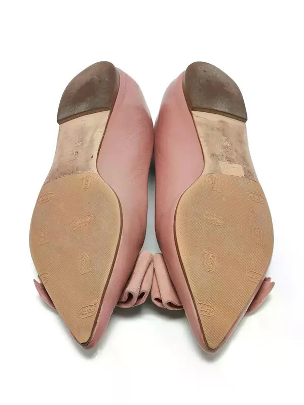 Tory Burch Leather Ballet Flats With Bow Detailing