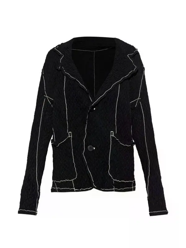 Issey Miyake Crinkled Contrast-stitch Blazer - Black