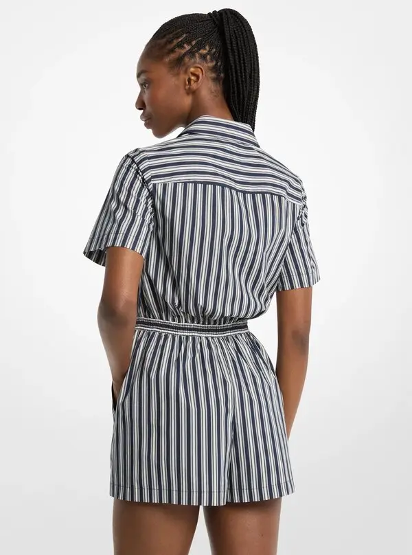 Michael Kors Striped Cotton Poplin Romper