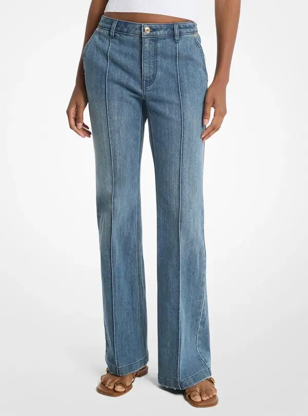 Michael Kors Pintuck Bootcut Stretch Denim Jeans