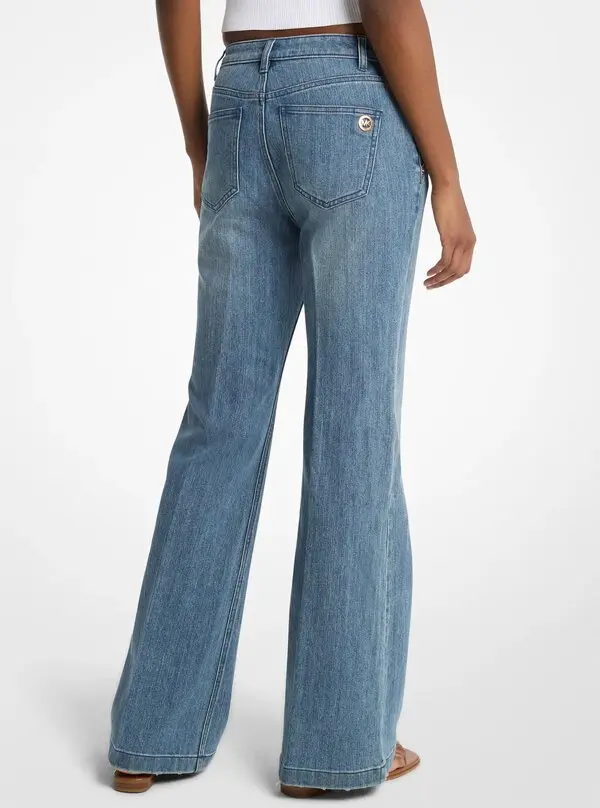Michael Kors Pintuck Bootcut Stretch Denim Jeans