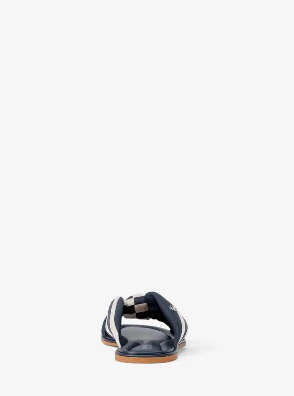 Michael Kors Elena Striped Linen Blend Slide Sandal