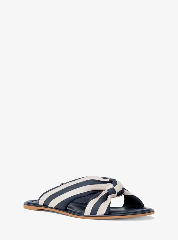 Michael Kors Elena Striped Linen Blend Slide Sandal
