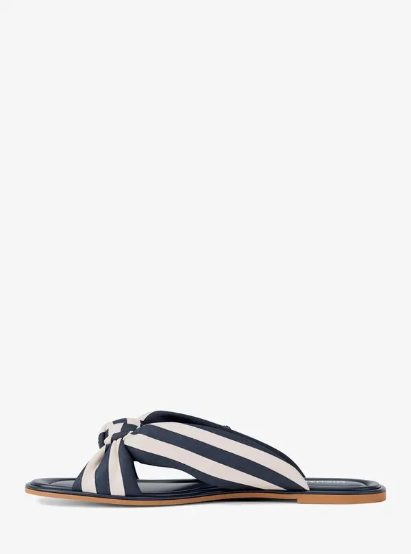 Michael Kors Elena Striped Linen Blend Slide Sandal