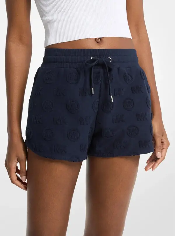 Michael Kors Logo Jacquard Terry Shorts - Blue