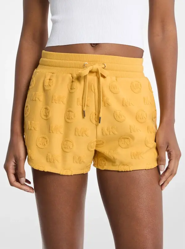 Michael Kors Logo Jacquard Terry Shorts - Yellow