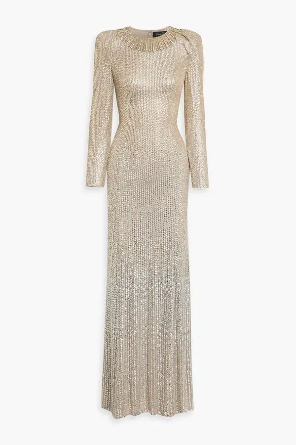 Jenny Packham Embellished Tulle Gown - Platinum