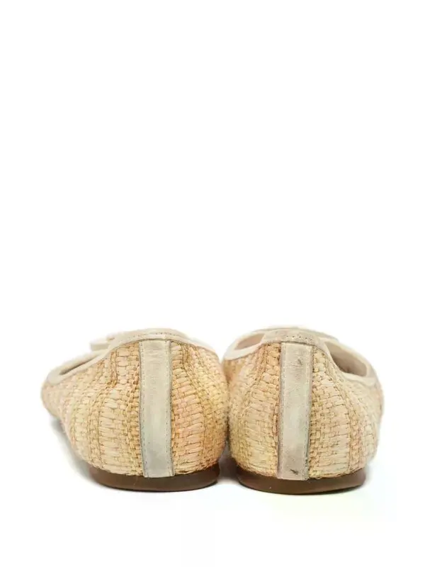Tory Burch Raffia Leather Ballet Flats