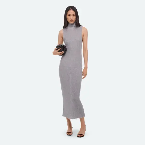 Helmut Lang Sleeveless High Neck Maxi Dress - Cool Grey